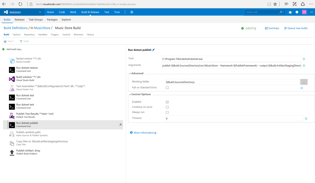 | vsts-agent Publish artifact for a .NET Core Web ApplicationAzure ...