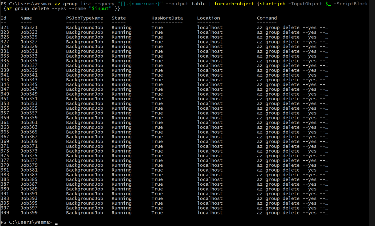 | Delete your resource groups in parallel using the az group ...